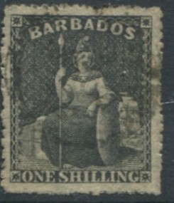 1870-1 Barbados Large star, rough perf 14 to 16, 1/- (SG47)