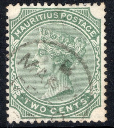 1883-94 Mauritius MAPON postmark on 2c green (SG103)